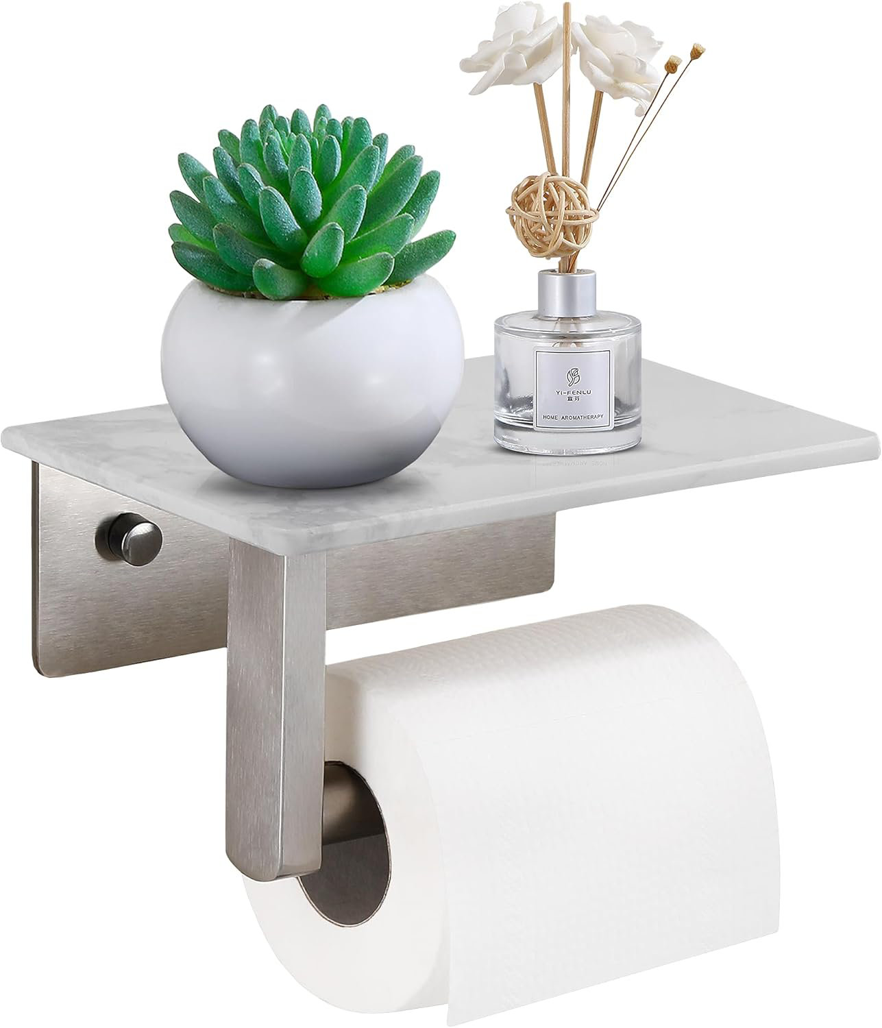 Brayden Studio® Marble Toilet Paper Holder With Shelf - Wall Mounted ...