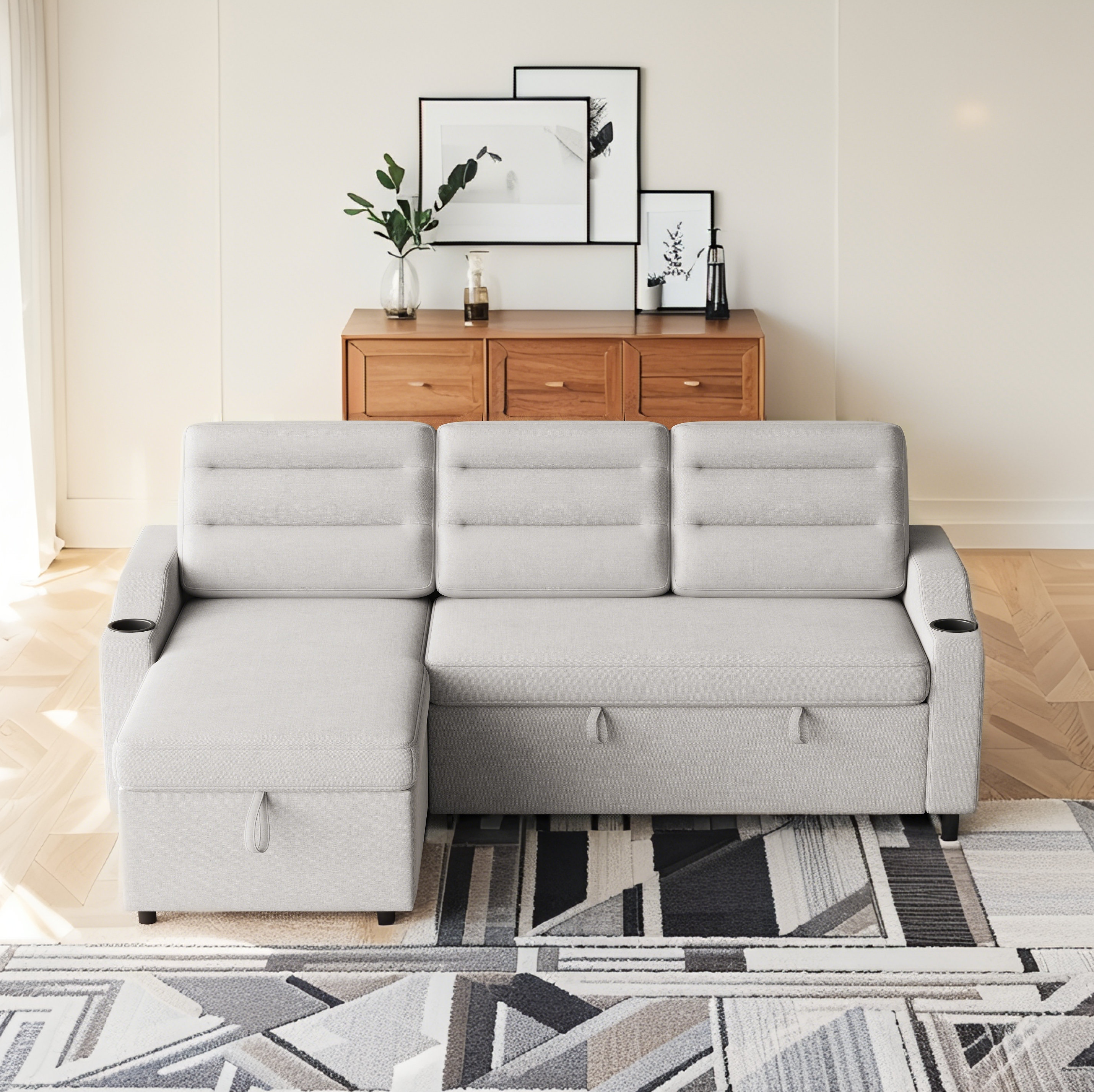 Latitude Run® 83.5" Convertible Sleeper Combo Sofa With Storage ...