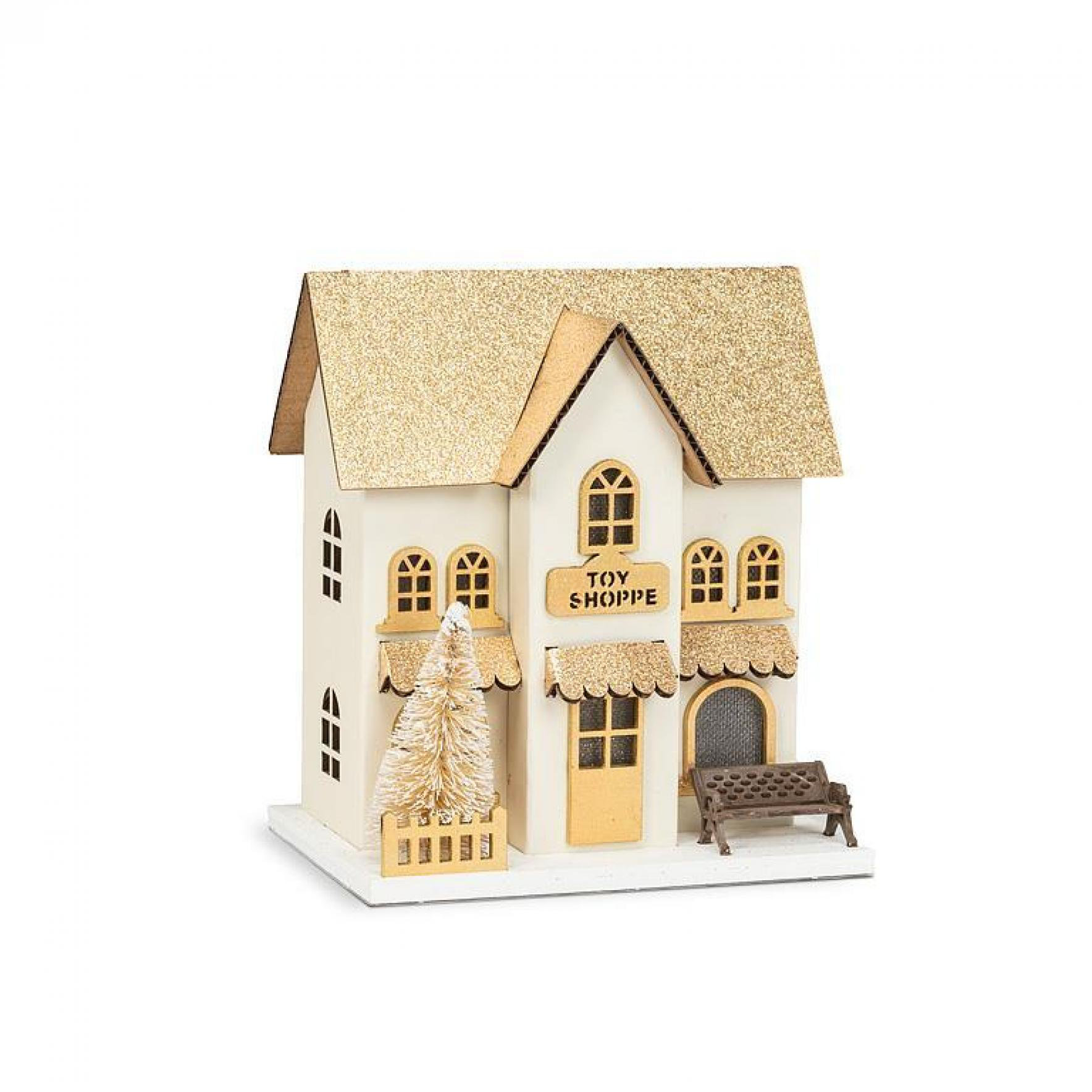 The Holiday Aisle® Glitter Toy Shoppe With Led Lights Figurine | Wayfair