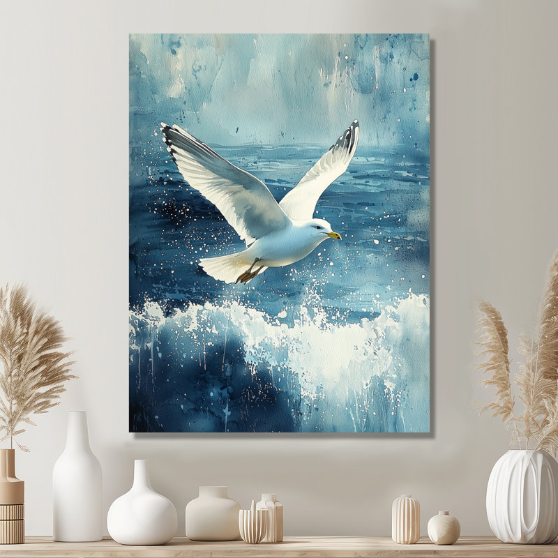 Latitude Run® Seagull In The Breeze III - Modern Metal Art Print, Bird ...