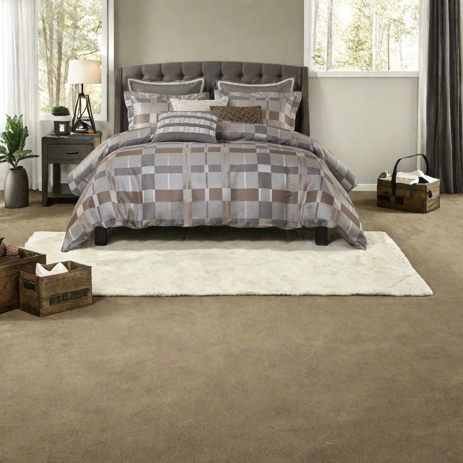 CANJUN Luxurious Oversized King Bedding Set, Polyester Jacquard, Modern ...