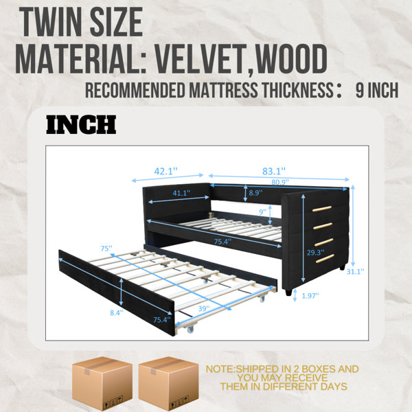 Mercer41 Aeyden Upholstered Daybed Bed | Wayfair