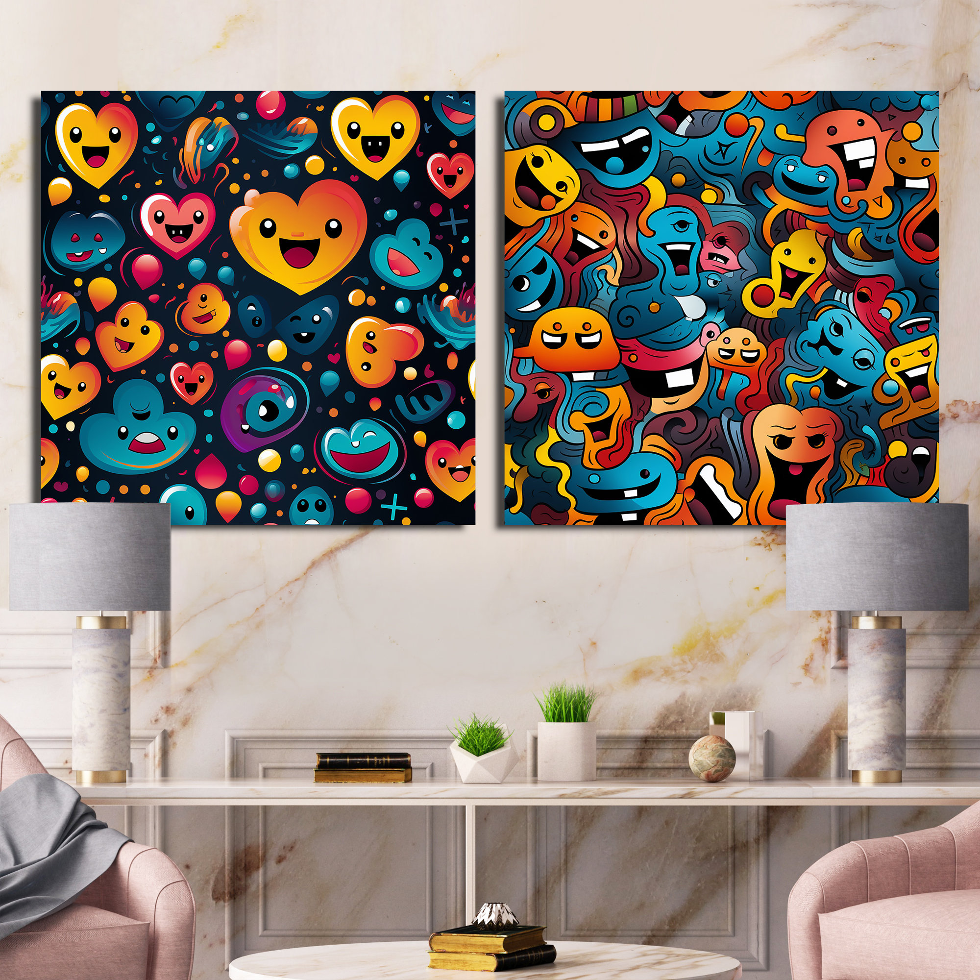 Design Art Popart Emoji Abstract Fusion - Abstract Collages Square ...