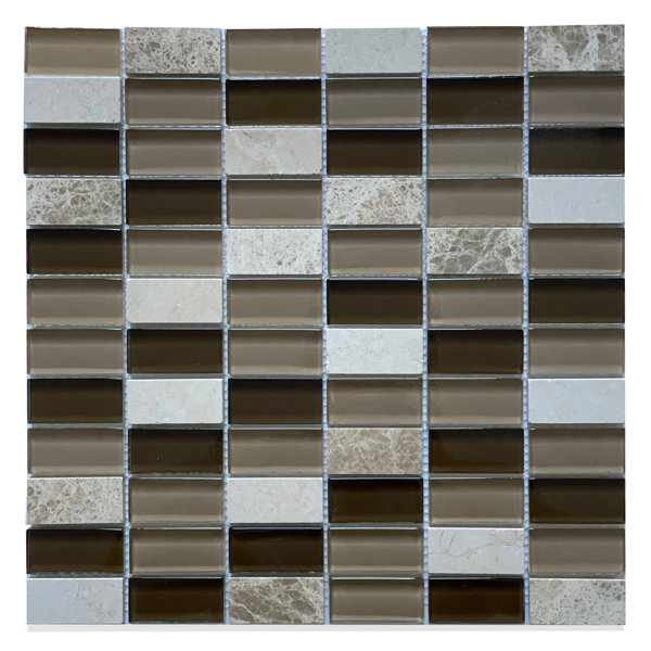 NovoTileStudio Catania 1" x 2" Marble/Glass Mosaic Wall & Floor Tile ...