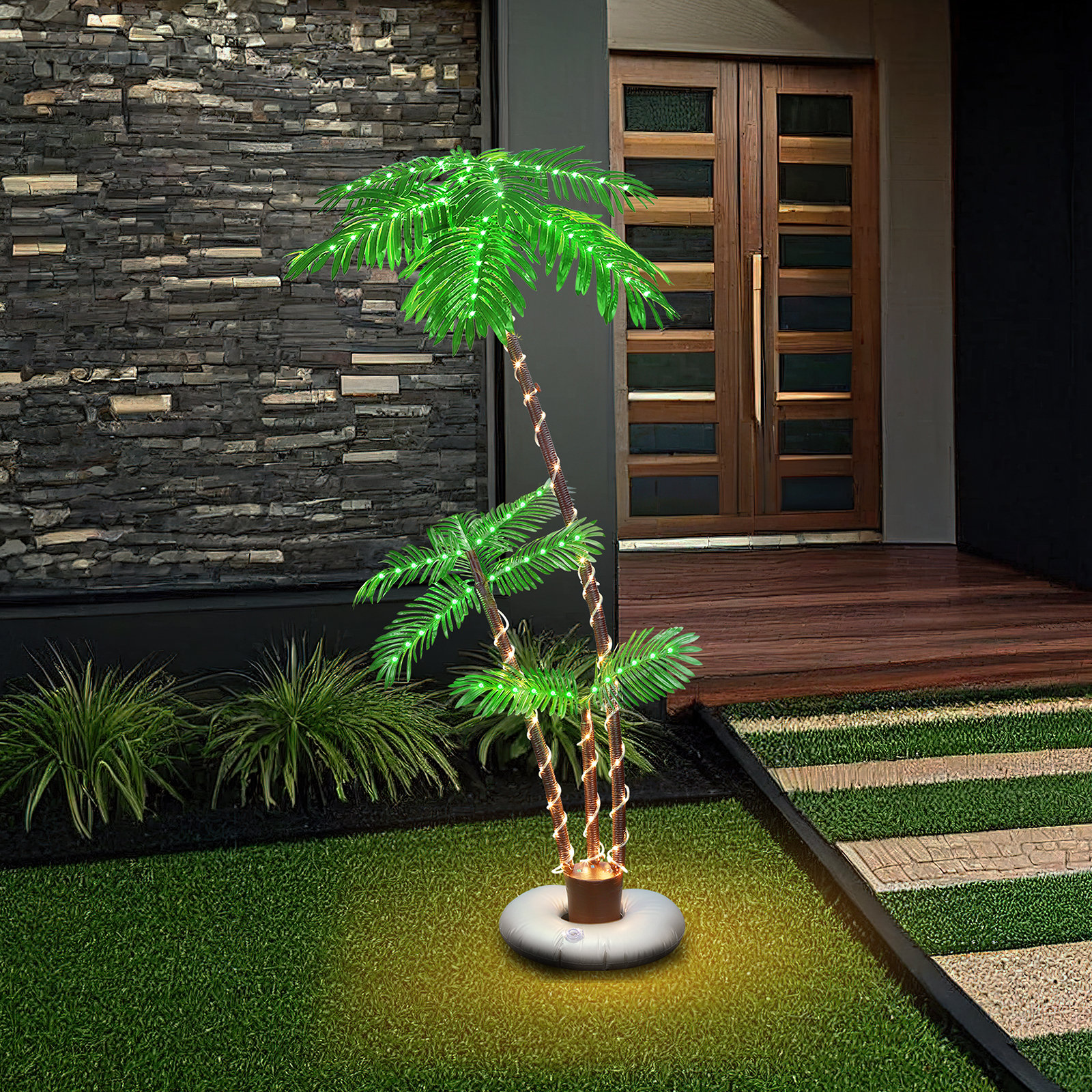Primrue 6Ft LED Rope Light Palm Tree Artificial Palm Tree Decoration ...