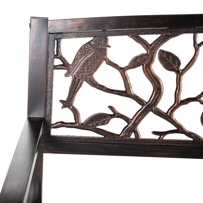 Trinx Ico Bird Friends Garden Metal Bench | Wayfair
