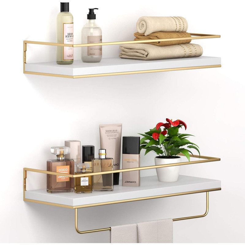 Mercer41 Wood Floating Shelves - Set of 2, Wall Mounted Hanging Shelves ...