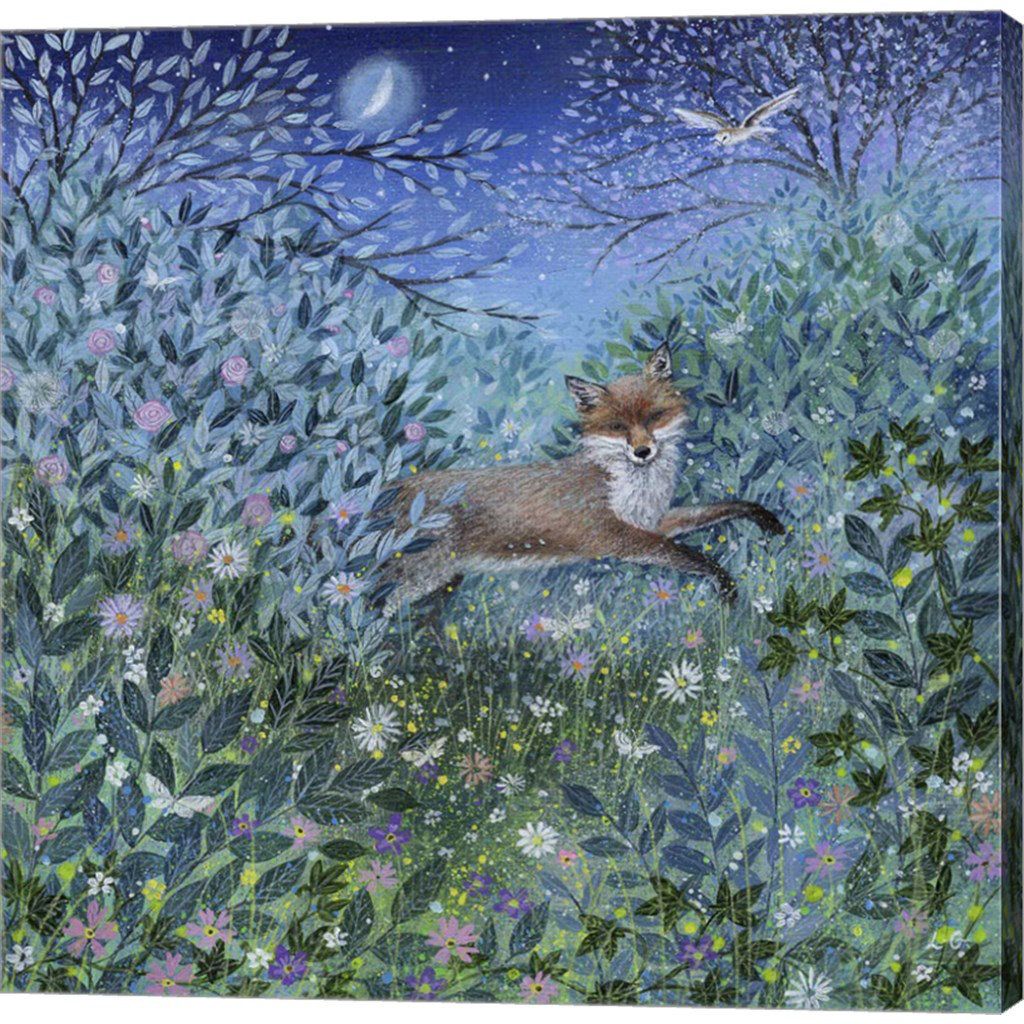 Loon Peak® Fox in Moonlit Garden by Lucy Grossmith - Wrapped Canvas ...