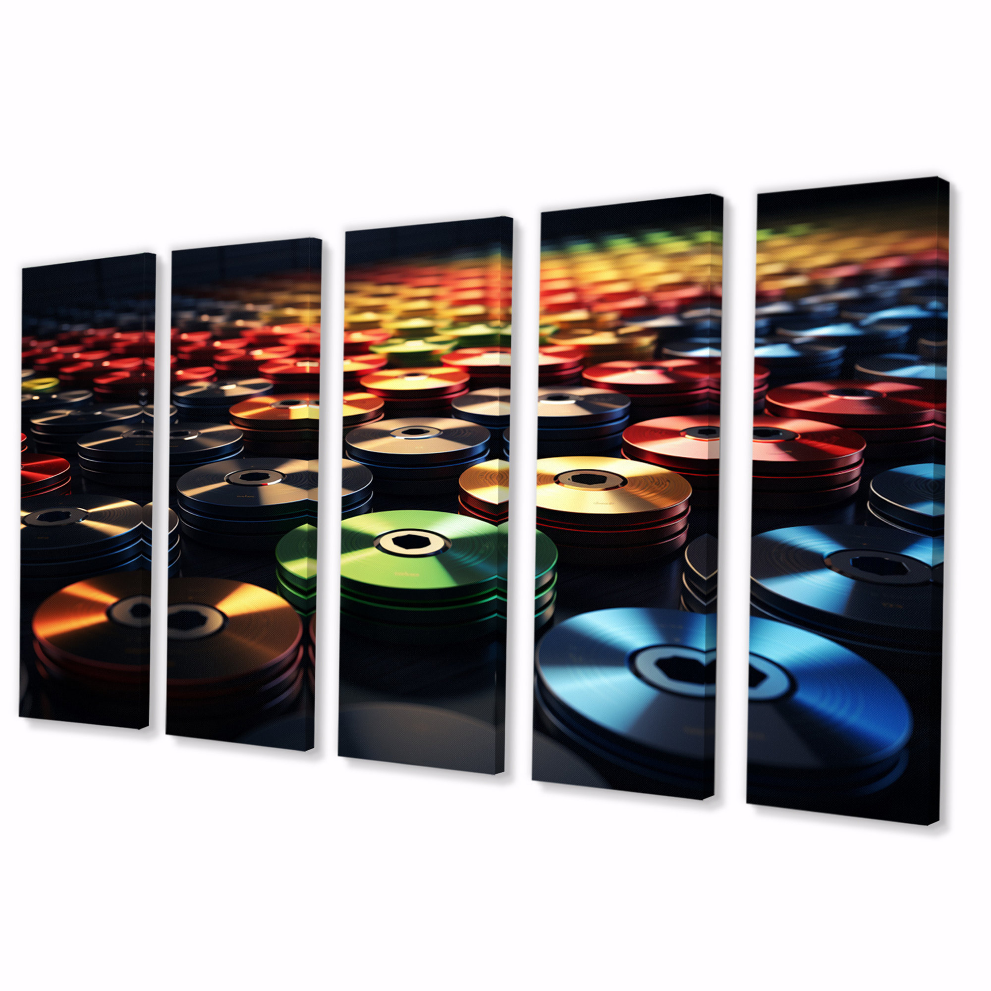 Design Art Discs Photography View I - Music Wall Decor - 5 Equal Panels ...