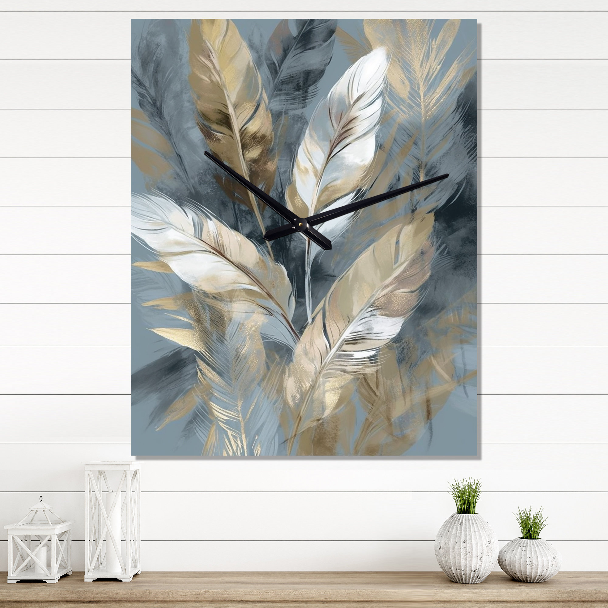 East Urban Home Jaisiah - Boho Feather Wall Clock Oversized | Wayfair