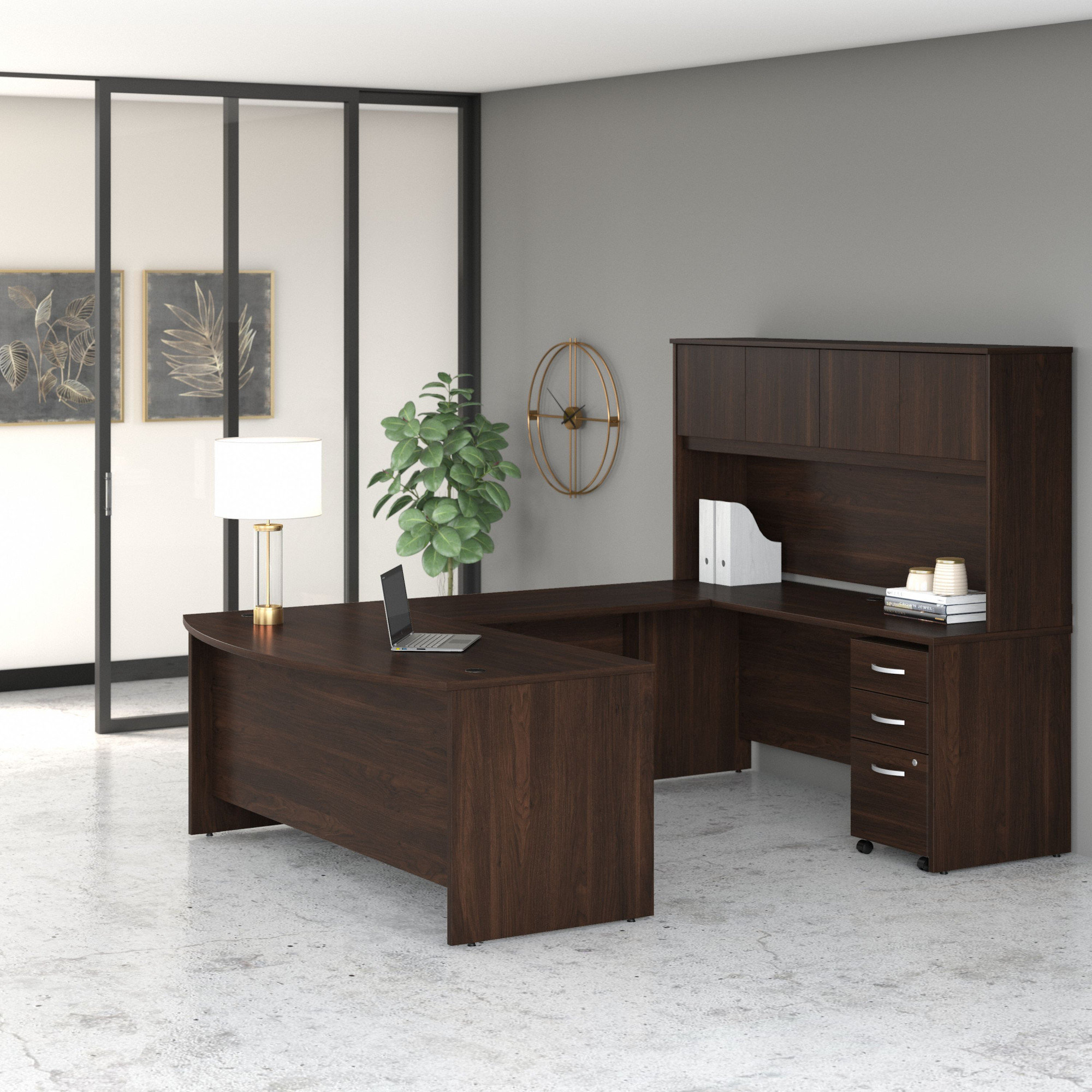 Bush Business Furniture Studio C 4 Piece Office Set with Hutch ...