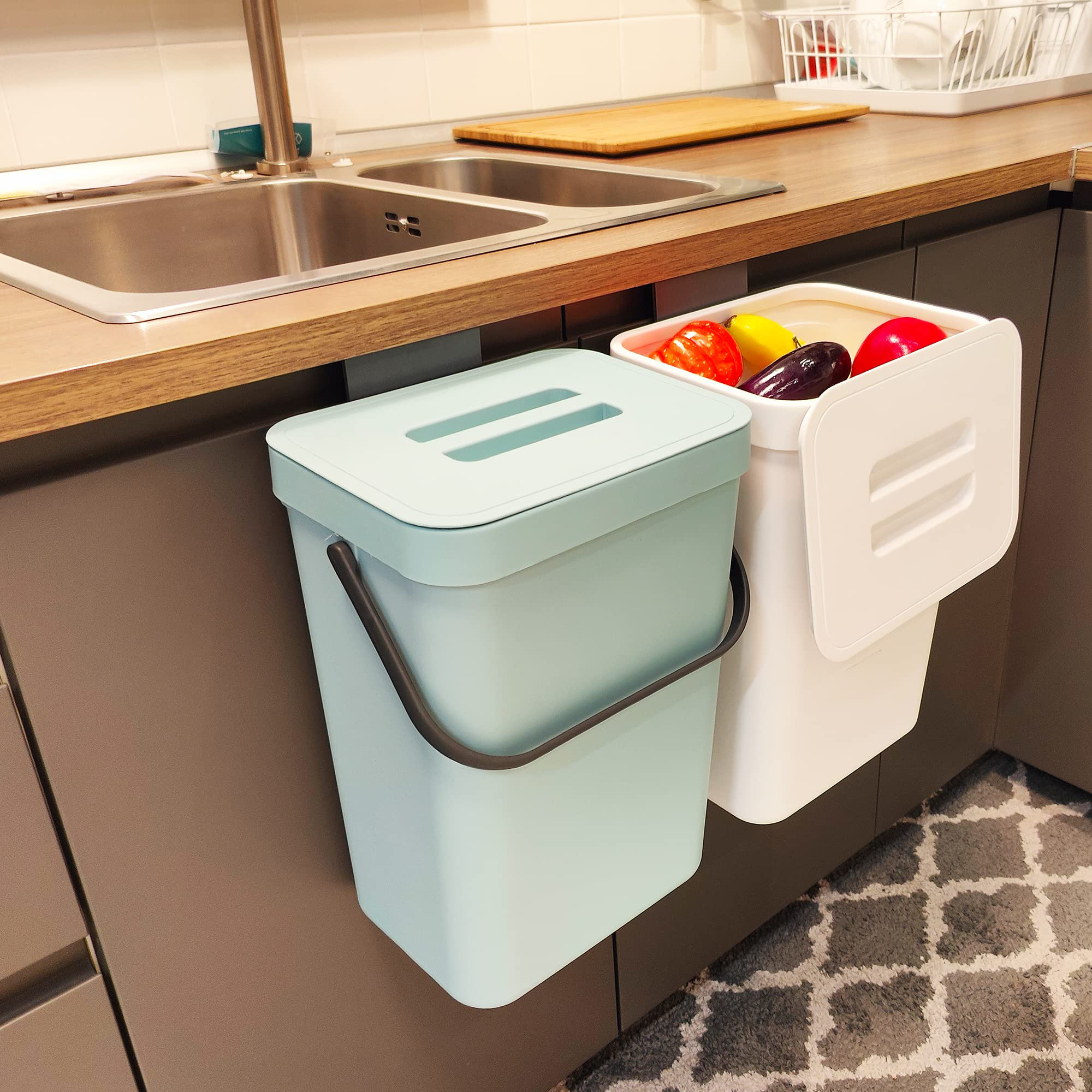 LEERWEI Compost Bin Kitchen, Under Sink Compost Bin Indoor Sealed, 3.2 ...