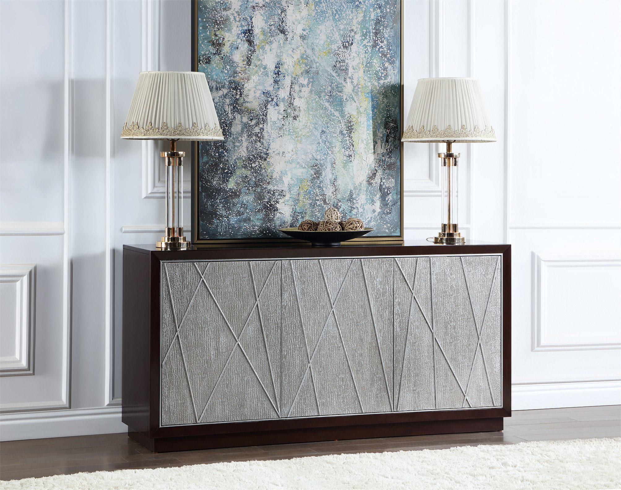 Orren Ellis Exquisite Console Cabinet With Unique Design, Touch - Open ...