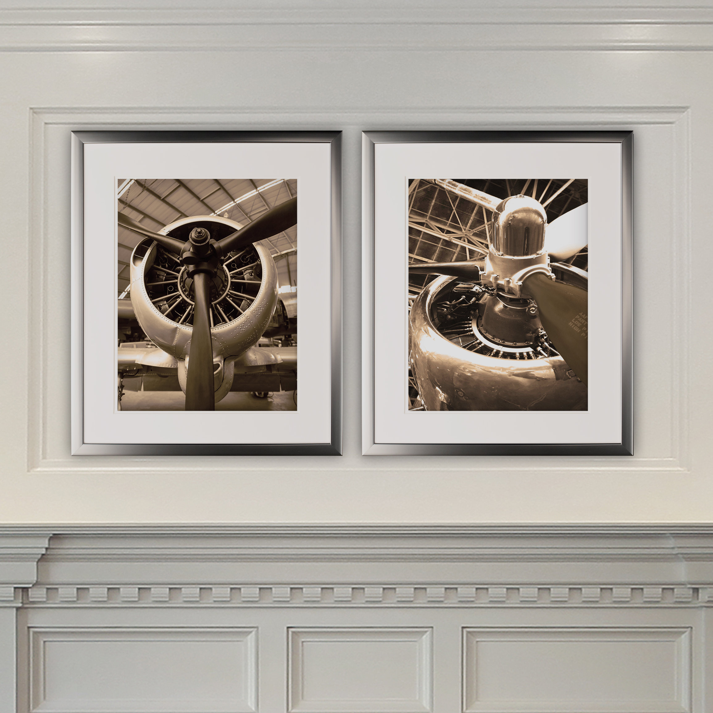 17 Stories 'Airplane Engine' 2 Piece Framed Photographic Print Set ...