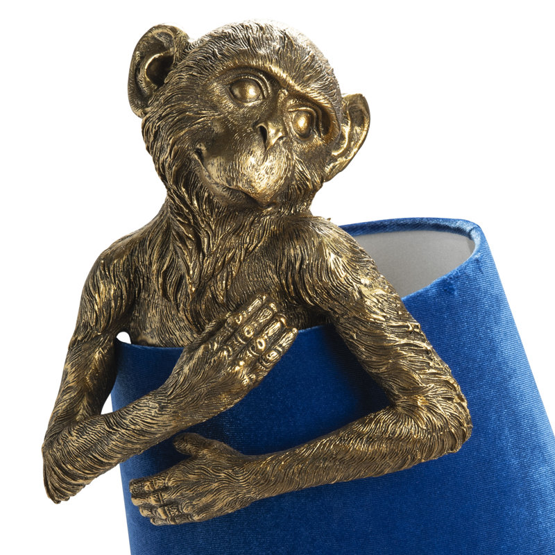 The Twillery Co.® Chester 21" Resin Gold Monkey Table Lamp with Velvet ...