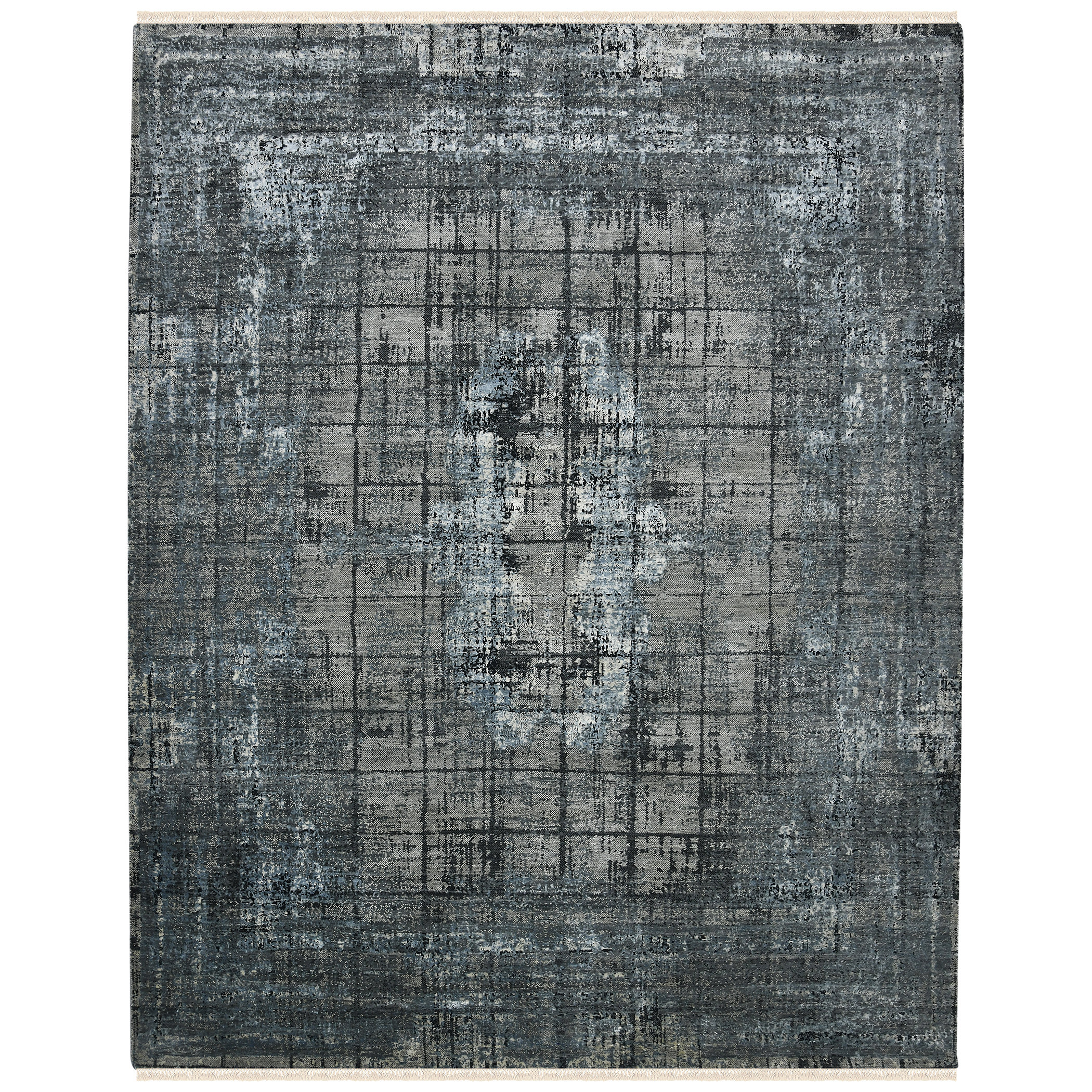 Isabelline Franjka Hand-Knotted Blue Abstract Area Rug | Wayfair