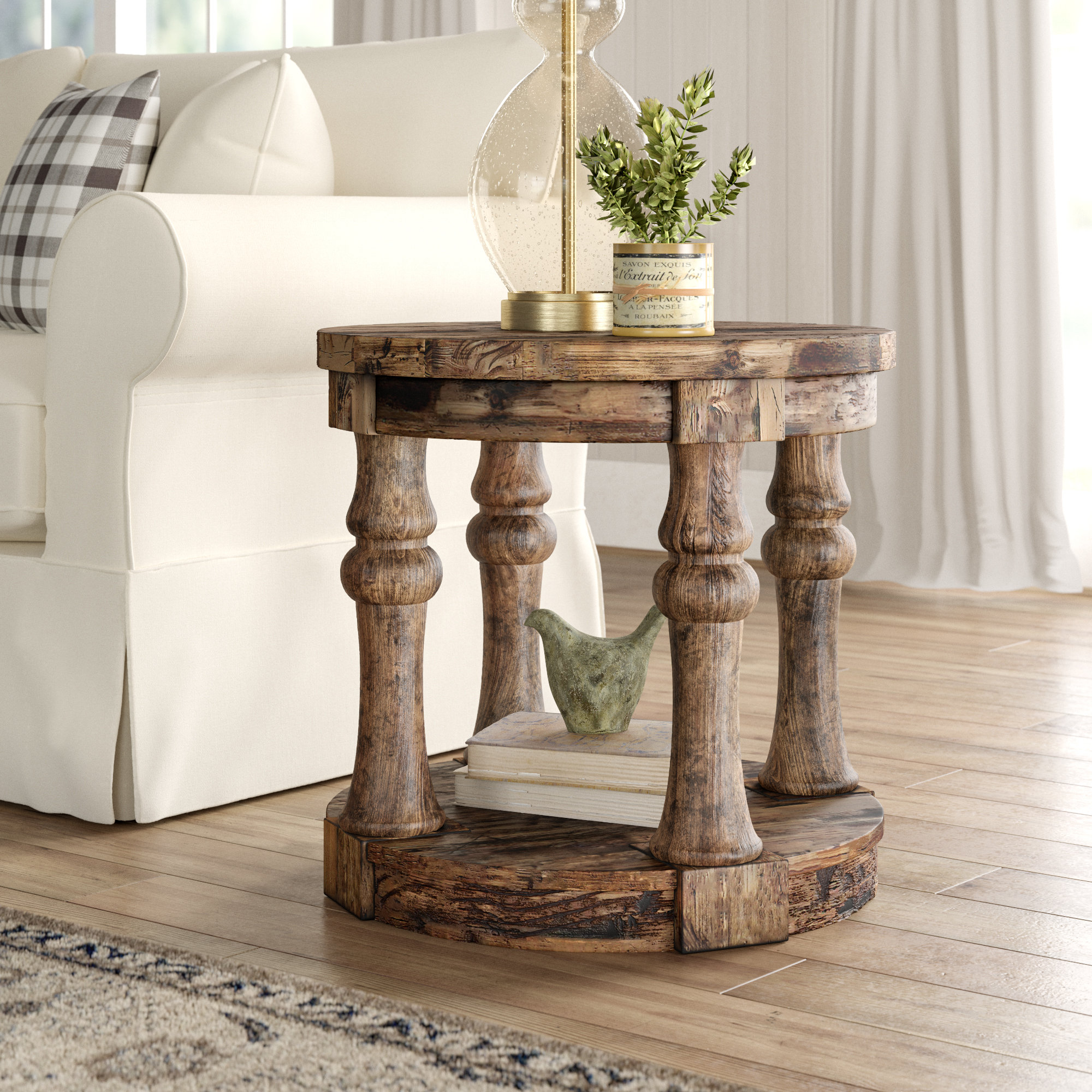 Canora Grey Jonte Solid Wood Floor Shelf End Table with Storage ...