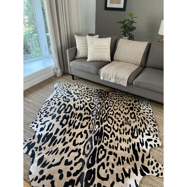 Everly Quinn Eberta Black/Beige Jaguar Cowhide Rug | Wayfair