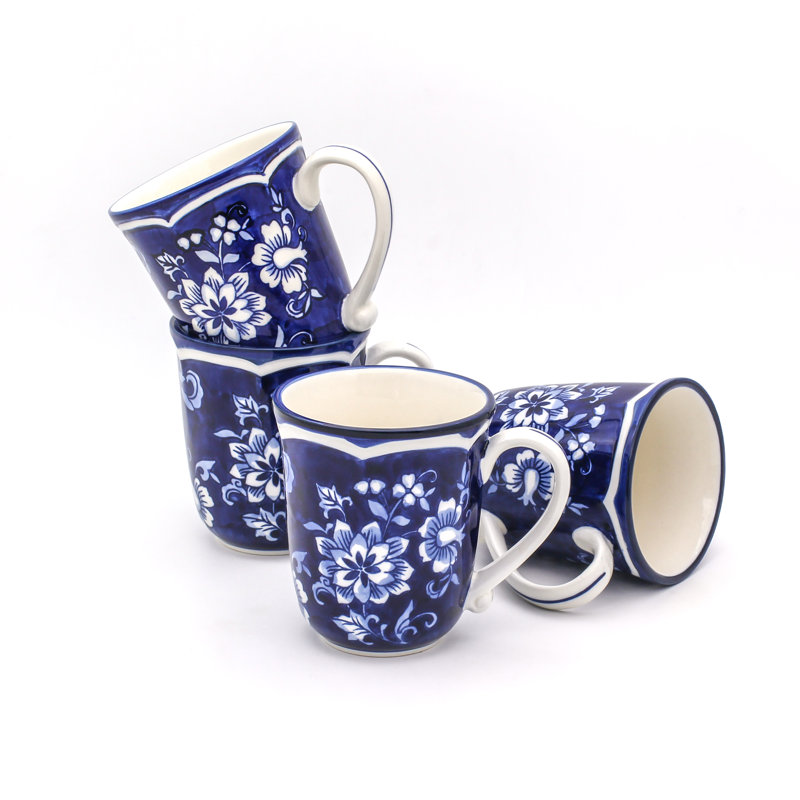 Euro Ceramica Blue Garden Hand-painted Mug Set & Reviews | Wayfair
