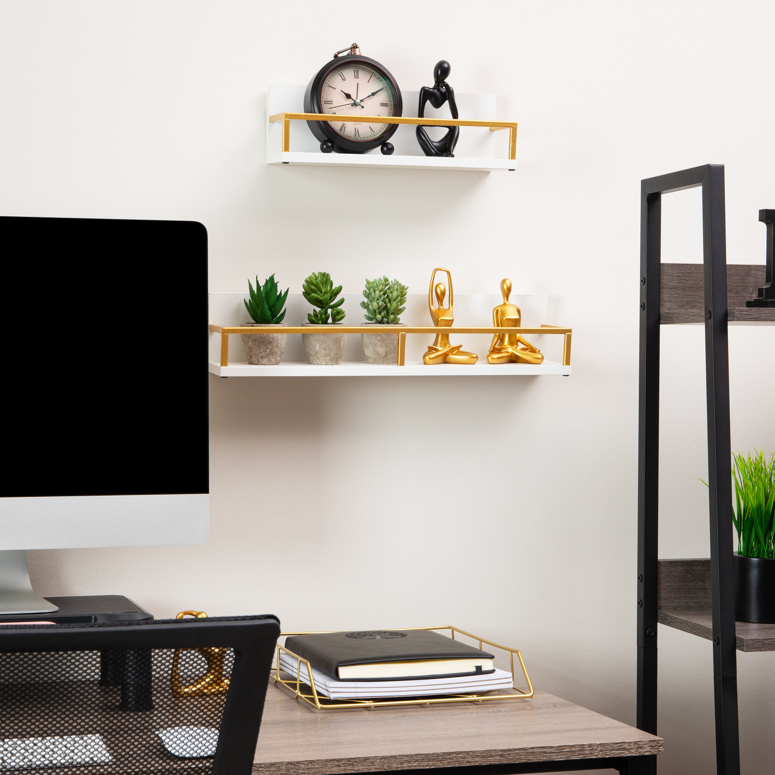 Mind Reader Floating Shelves, Wall-Mounted Office Organizers, Modern ...