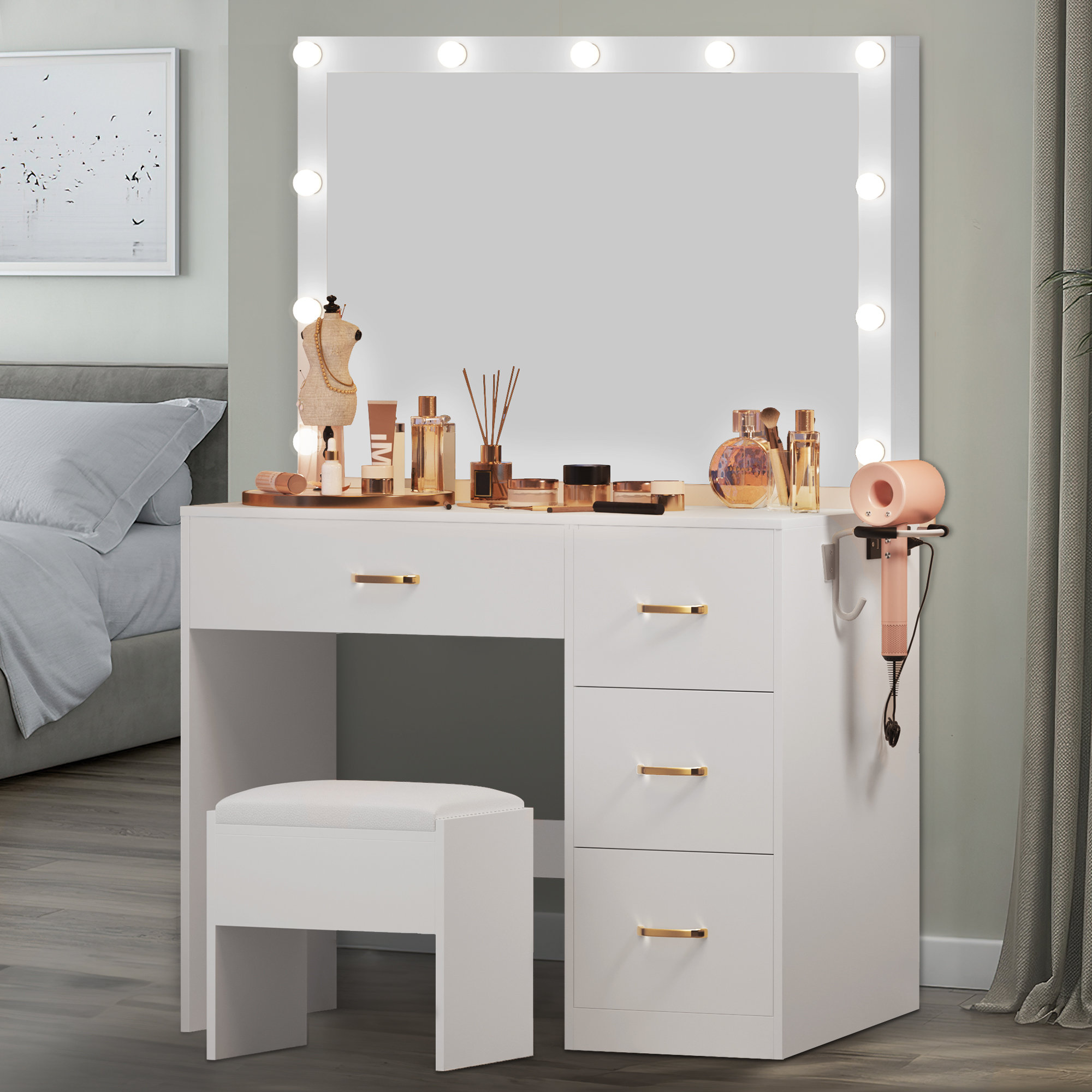 Latitude Run® Vanity with Built-In Outlets | Wayfair