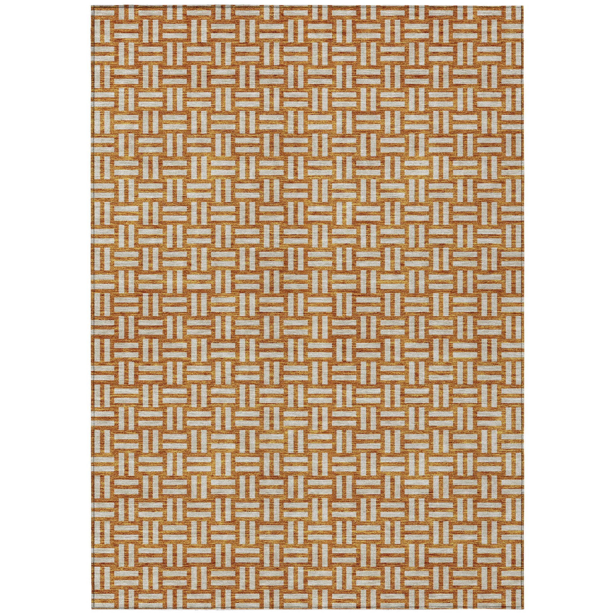 HomeRoots 3' X 5' Terra Cotta Geometric Washable Indoor Outdoor Area ...