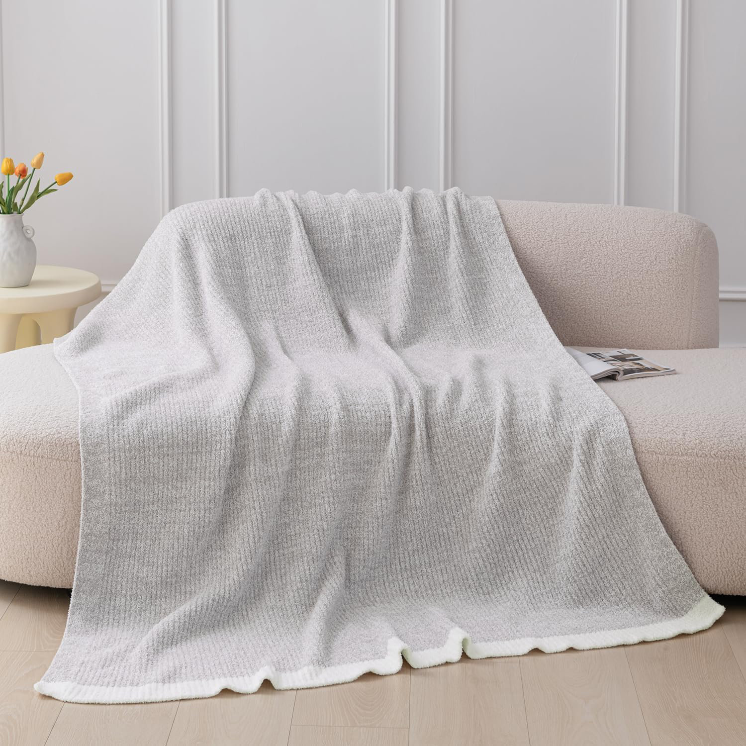 FETLOD Ultra Soft Ribbed Throw Blanket For Couch 60X80 Inches Luxurious ...
