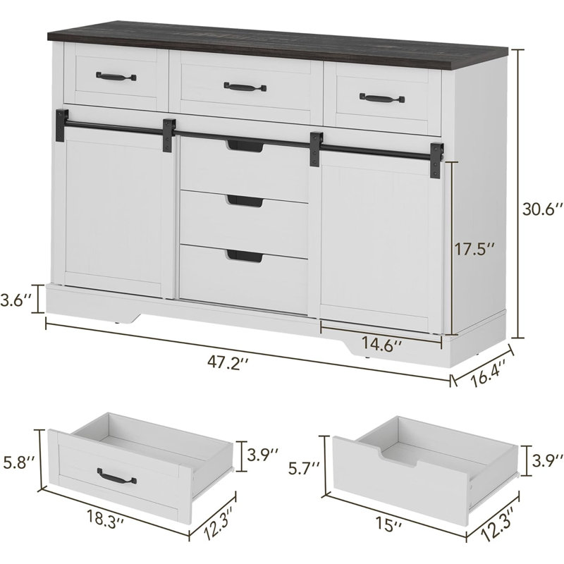 August Grove® Farmhouse With 6 Drawers, Bedroom Dressing Table ...