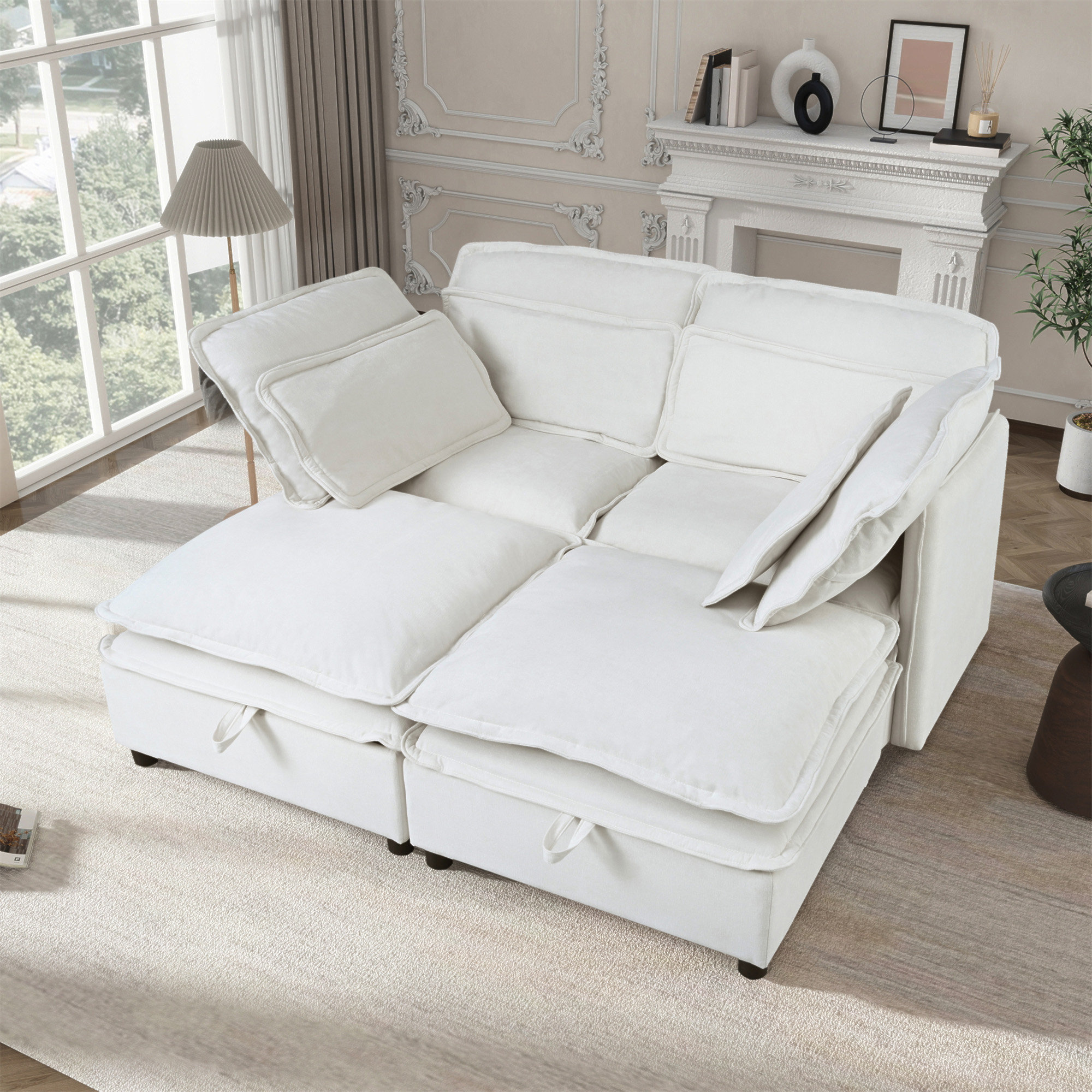 Latitude Run® U_Style Double-Layer Cushion Modular Sofa, Freely ...