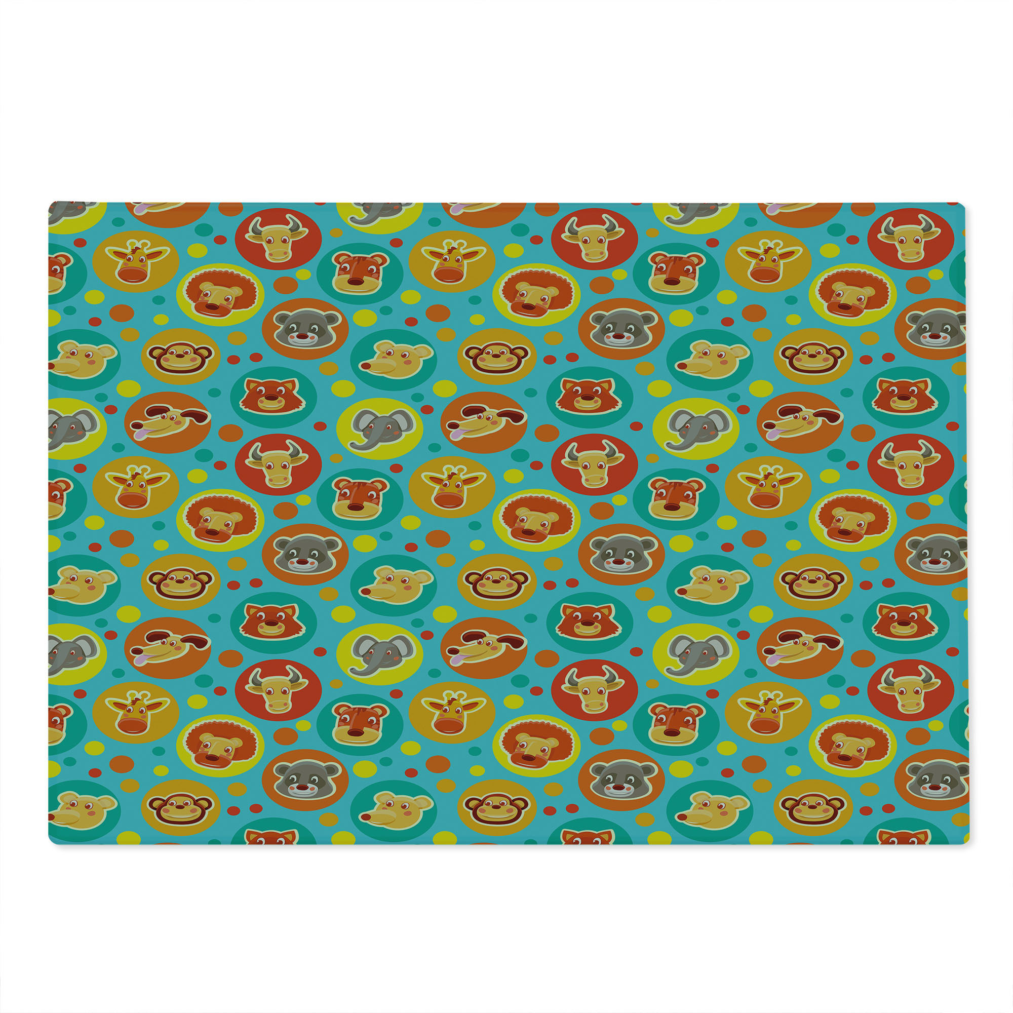 Ambesonne Cartoon Animal Cutting Board Large Size Comic Fun Faces ...