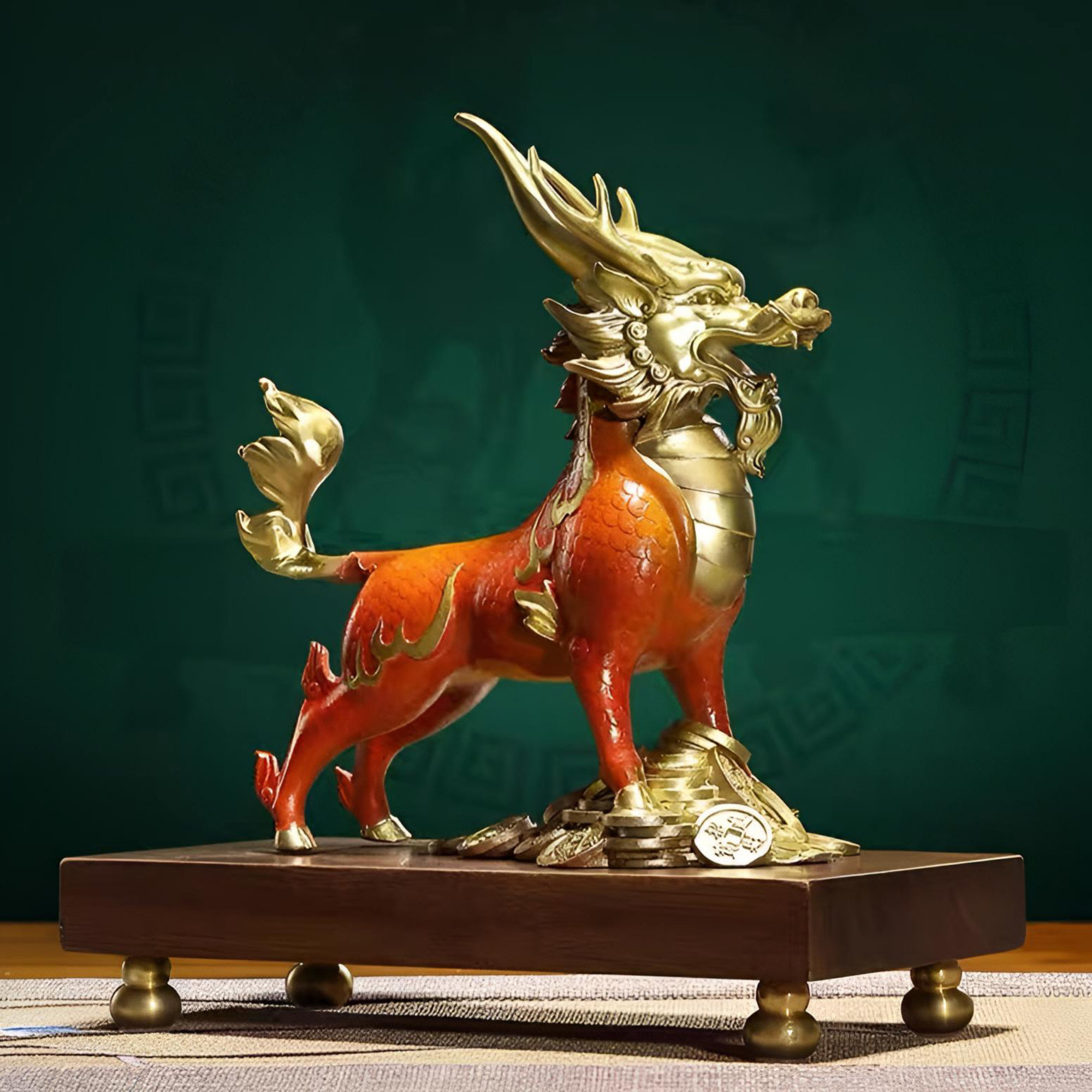 Infinity Colored Brass Kirin Statue – Exquisite Mythical Creature Decor ...