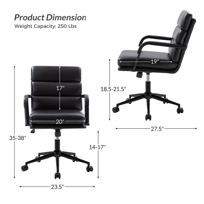 Wade Logan® Anagrace Leather Upholstered Swivel Tilt Task Office Chair ...