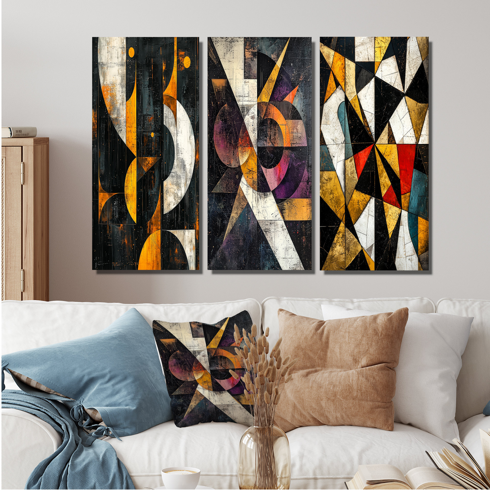 17 Stories Fragmentation Abstract Shapes I - Modern Large Wall Art 3 ...