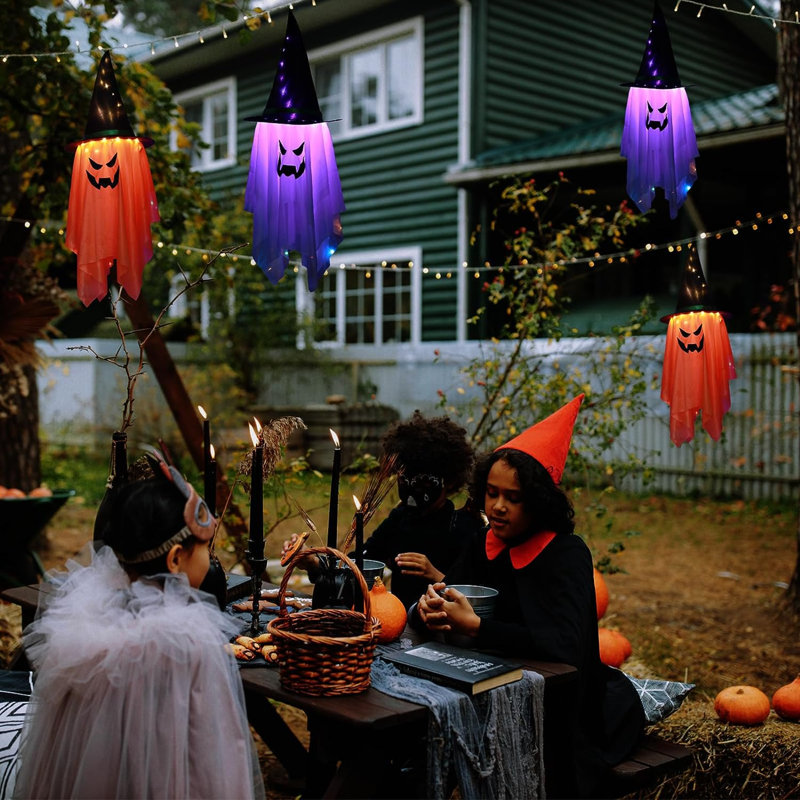 The Holiday Aisle® Large Halloween Glowing Ghost Witch Hat Battery ...