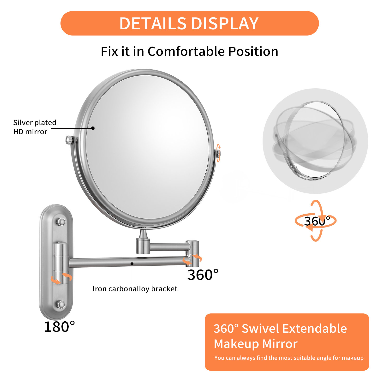 VIBRANTBATH 8 In. Small Round Magnifying Telescopic Dia Bi-View ...