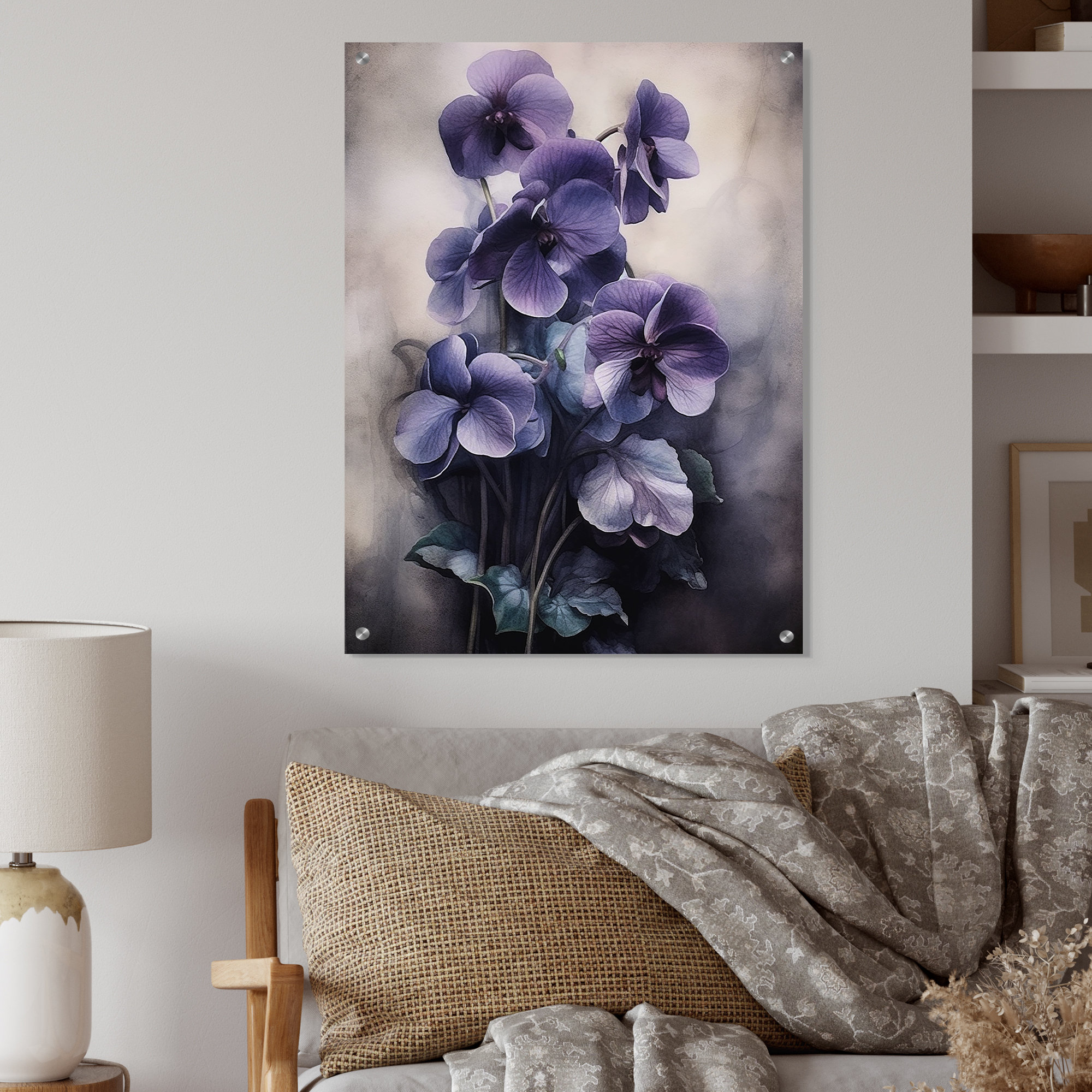 Red Barrel Studio® Purple Grey Violets Dream II - Floral Acrylic Wall ...