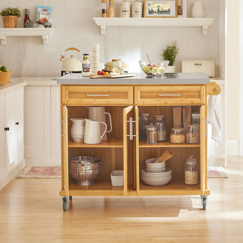 Brambly Cottage Kenwood 107cm Wide Rolling Kitchen Island with ...