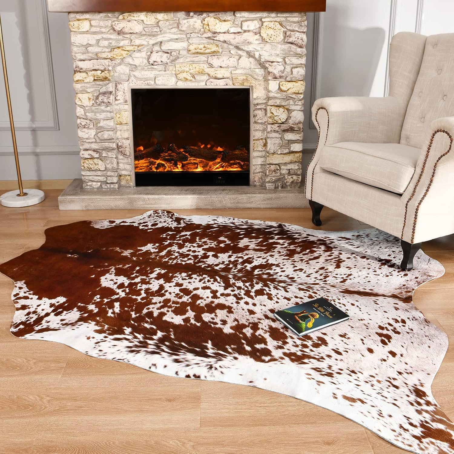 Union Rustic Faux Cowhide Rug Large Cow Print Rug 4.6 X 5.2 Feet ...