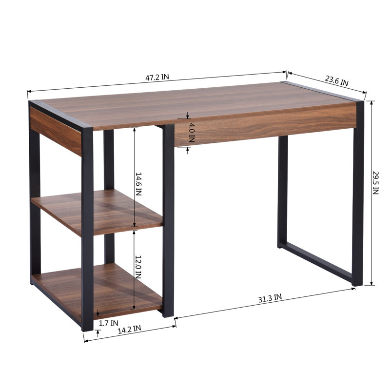 Zipcode Design™ Avondale 47" W Industrial Style Work Desk with Shelf ...