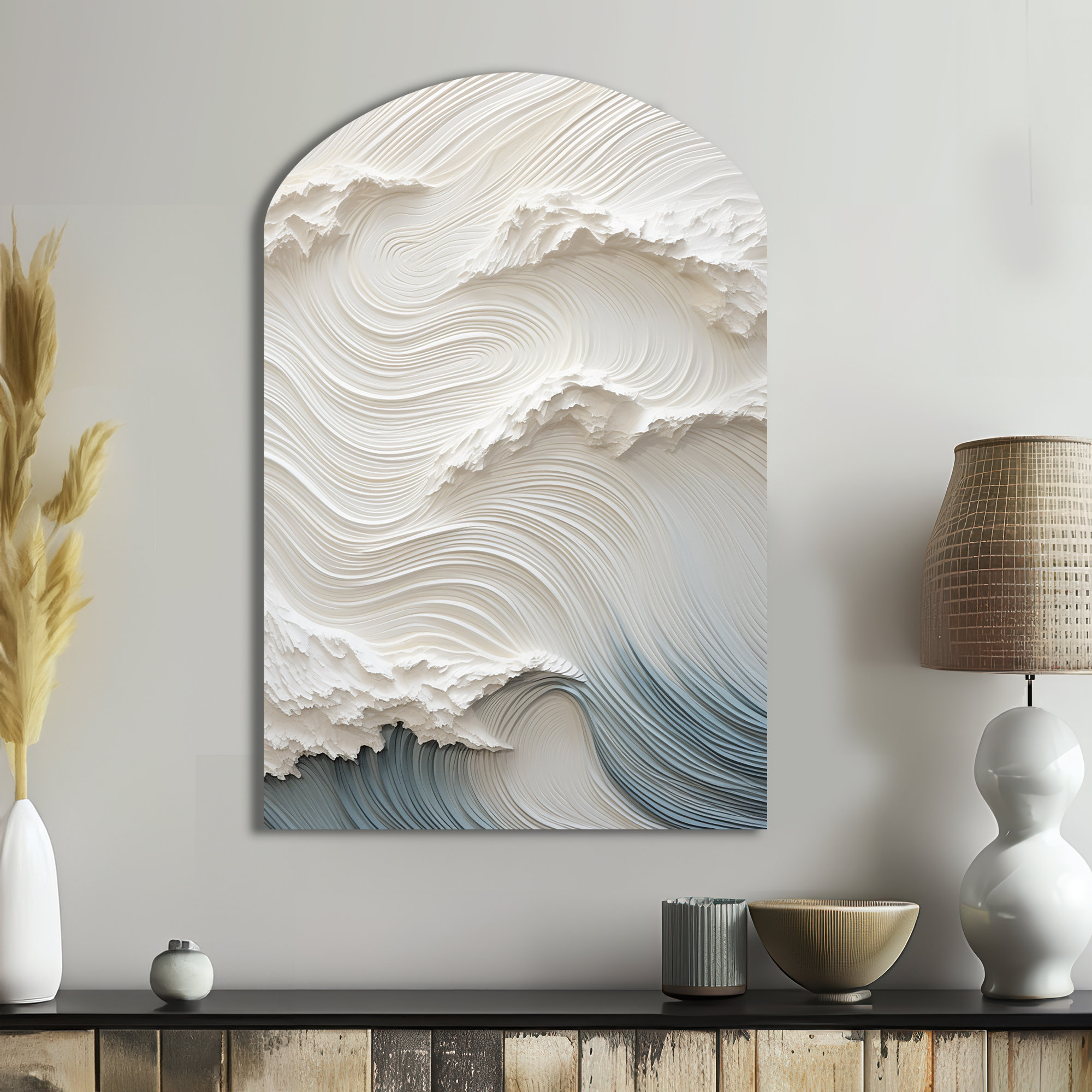 Design Art White And Blue Wave Papercut Style I - Coastal Waves Arch ...