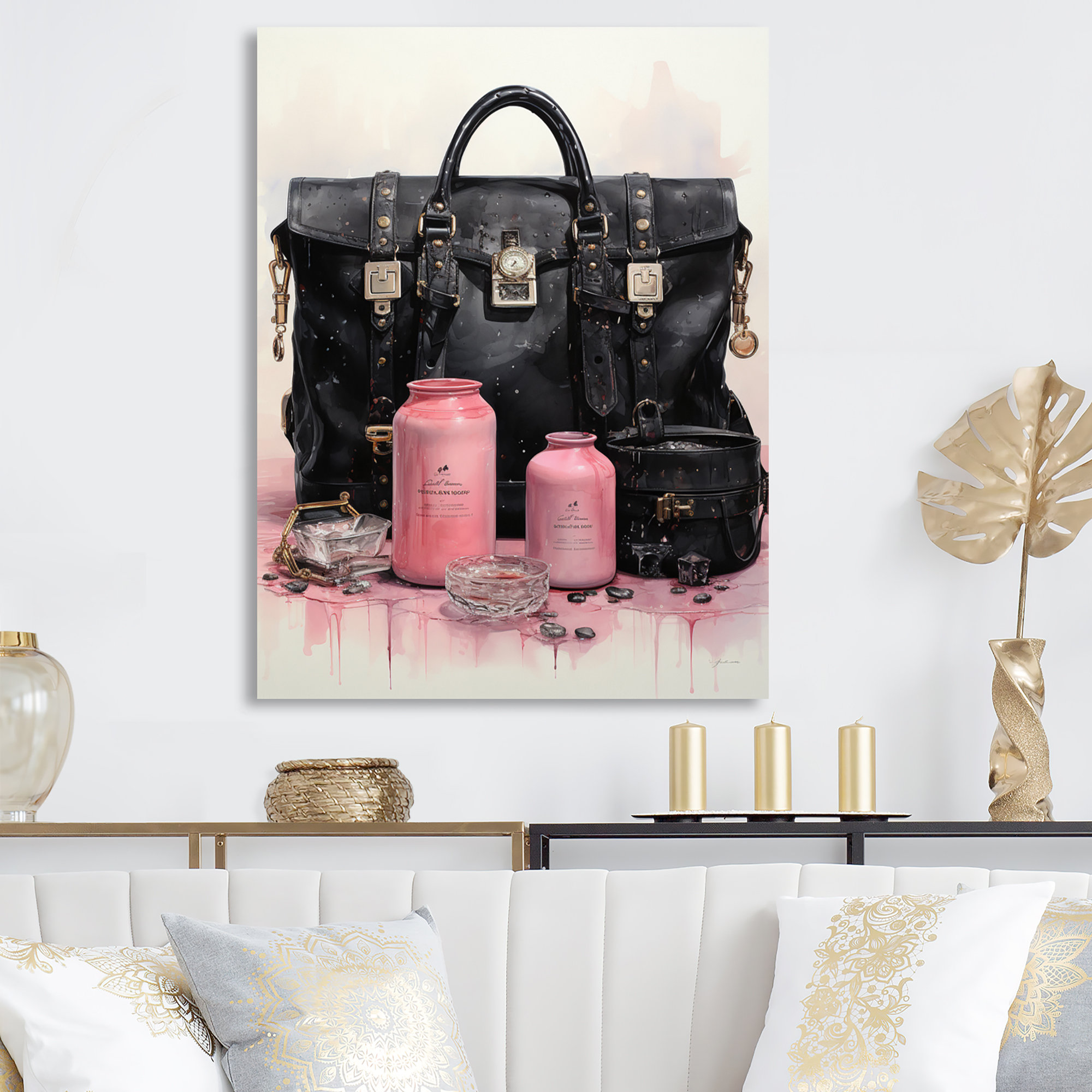 Red Barrel Studio® Pink Designer Bags Glamour II - Fashion Metal Art ...