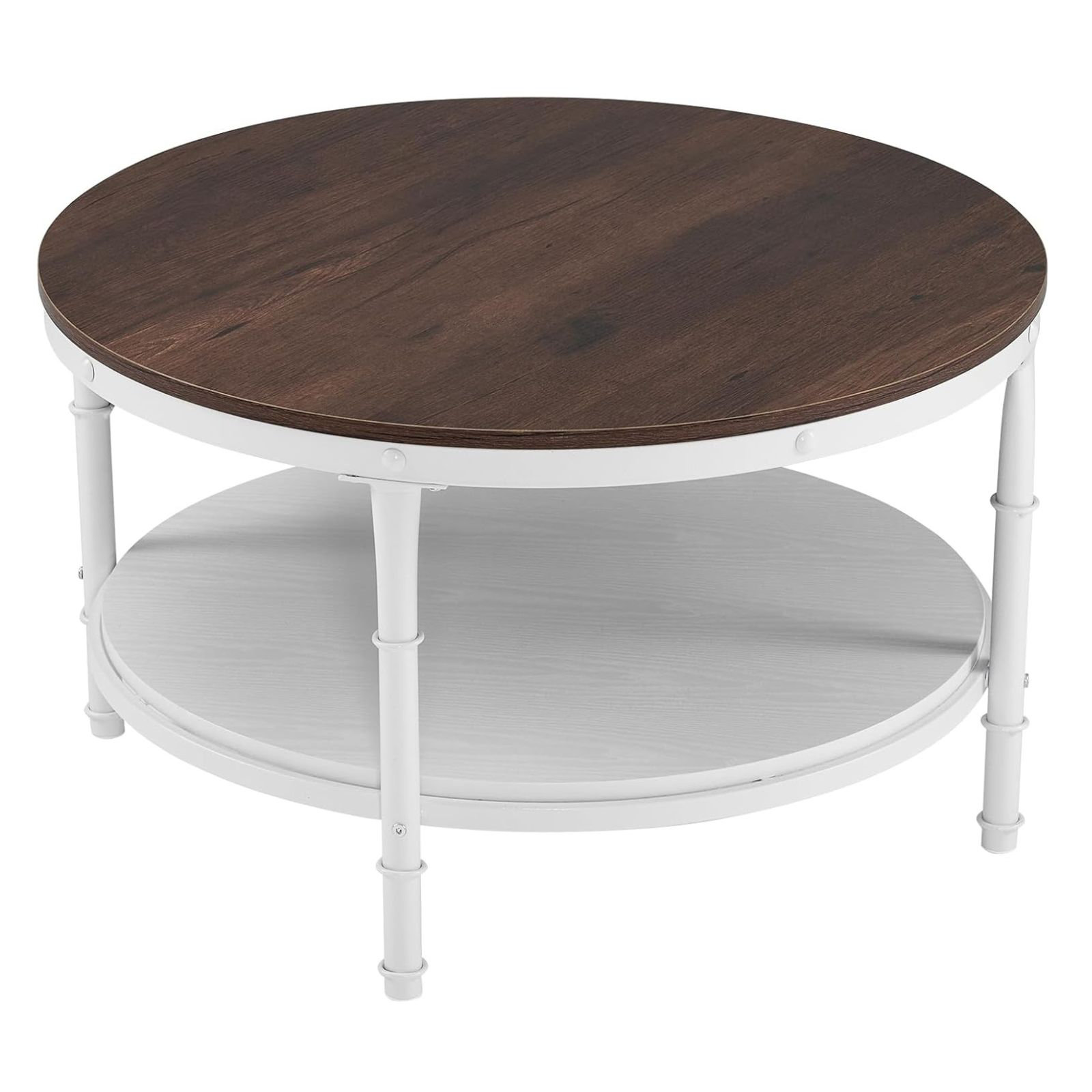 Ophelia & Co. 31.5 In. Rustic Oak White Wood Round Farmhouse Coffee ...