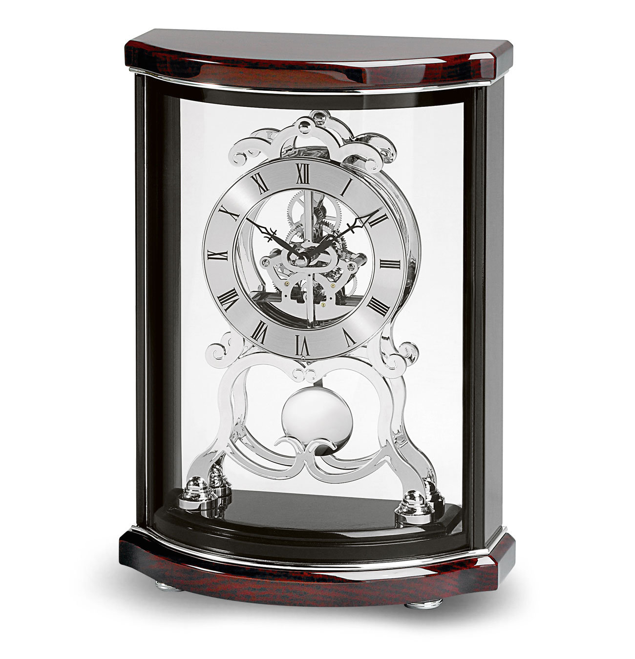 Canora Grey Analog Quartz Tabletop Clock in Black/Chrome/Brown | Wayfair