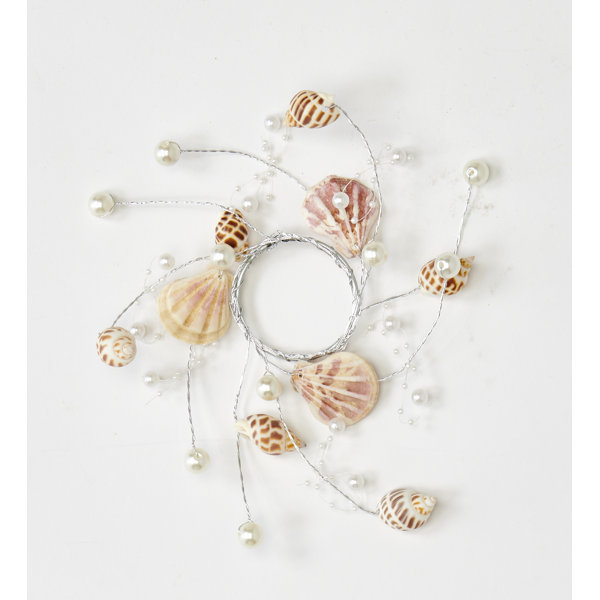 Highland Dunes Alzubair Sea Shells & Pearls Candle Ring | Wayfair