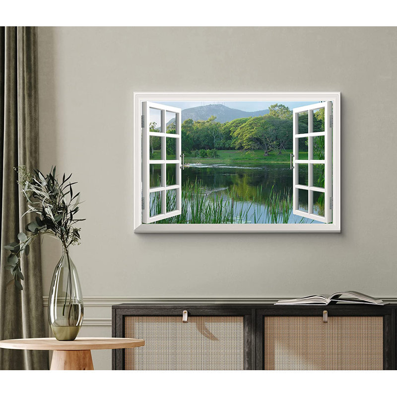 IDEA4WALL Window Scenery Pool In Natural Landscape On Canvas Print ...