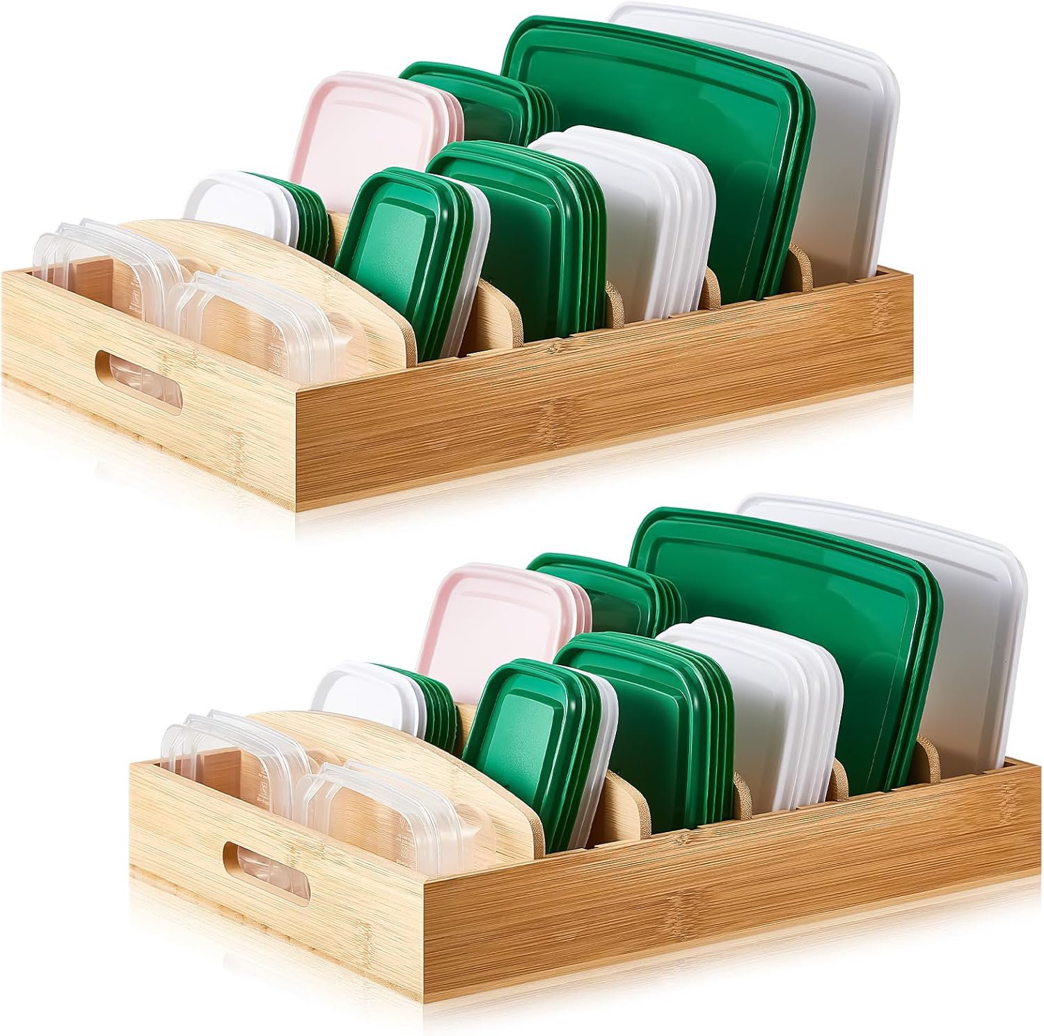 Mint Pantry Set Of 2 Bamboo Food Container Lid Organizer For Kitchen ...