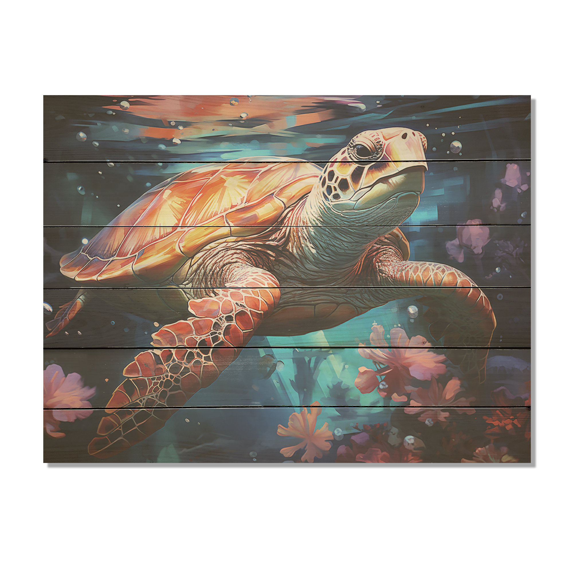 Bay Isle Home™ Oceanic Turtle Elegance - Turtle Wood Wall Art On ...