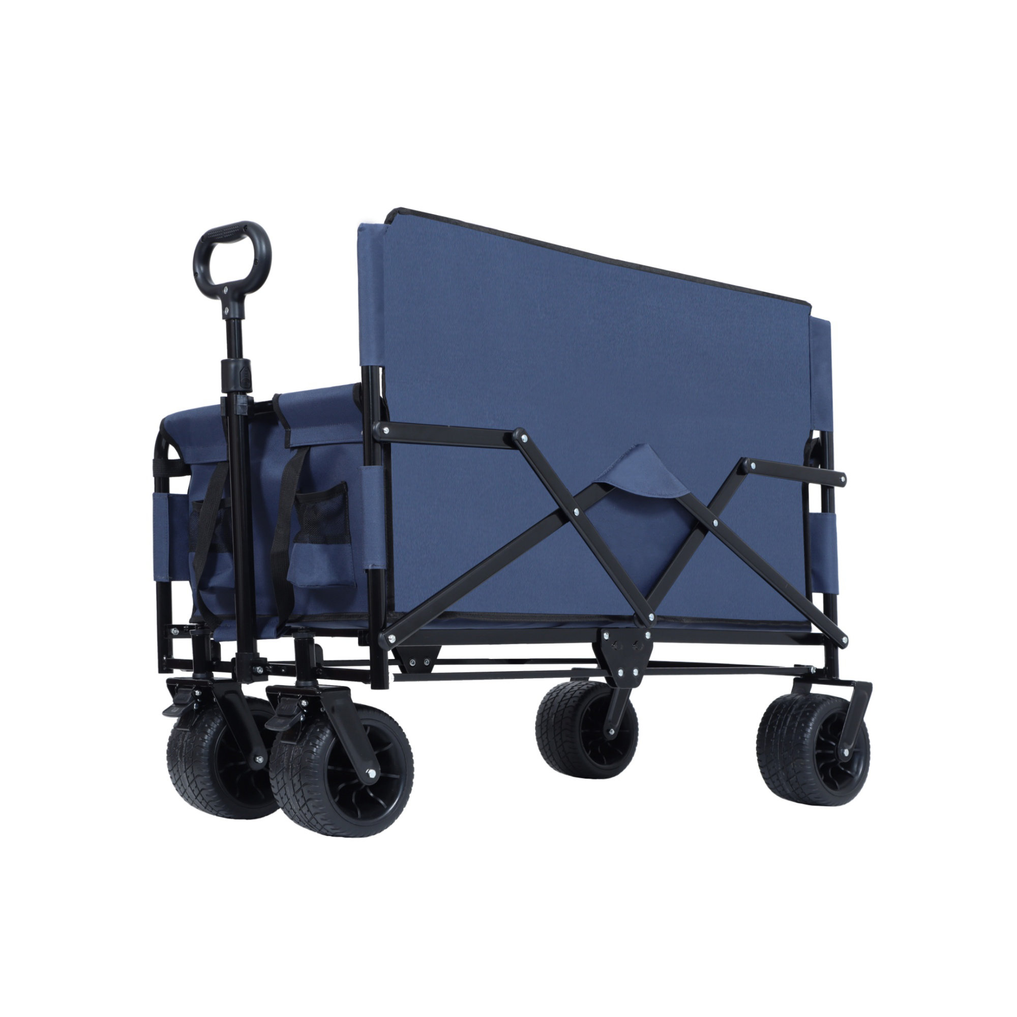TONWIN 3-In-1 Convertible Folding Four-Wheel Cart With Bench Seat And ...