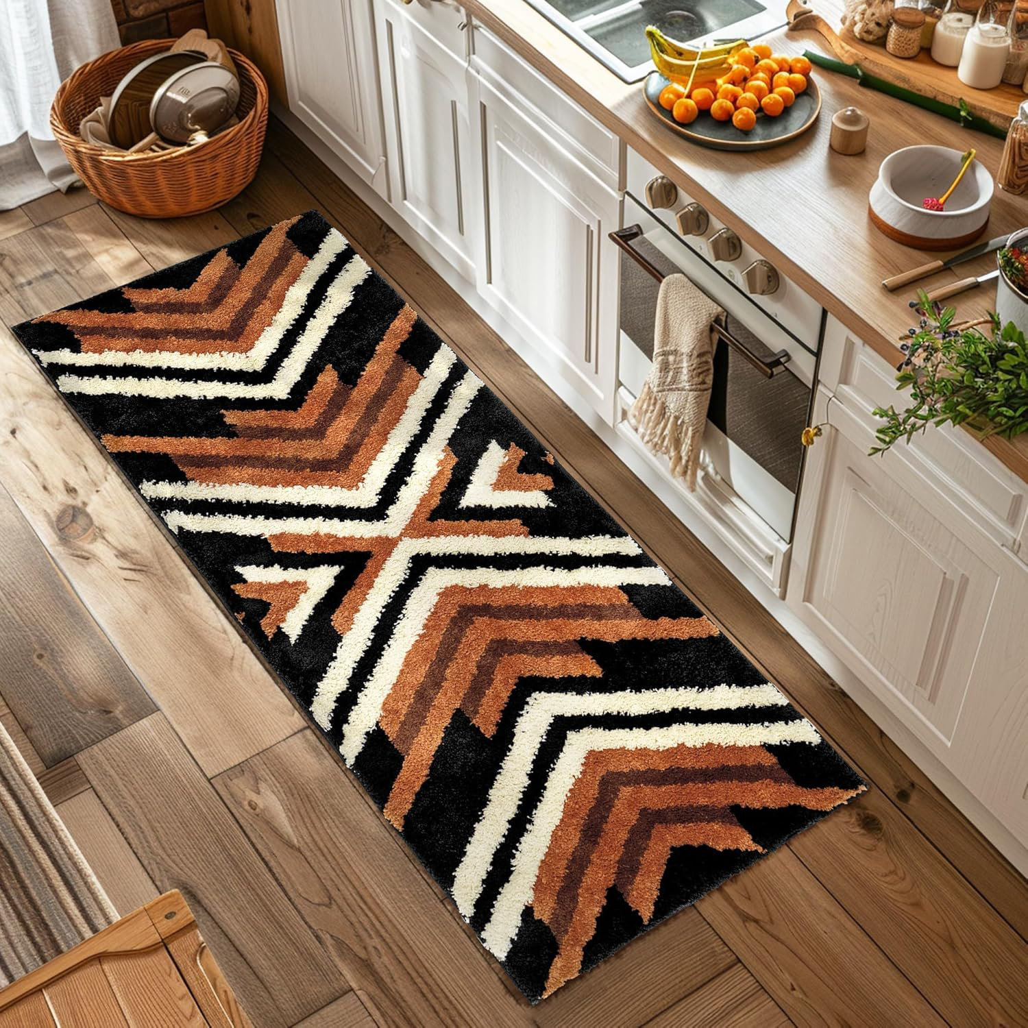 yitesiUSA Black Boho Long Bathroom Rugs Runner Non Slip , 24X60 Inch ...