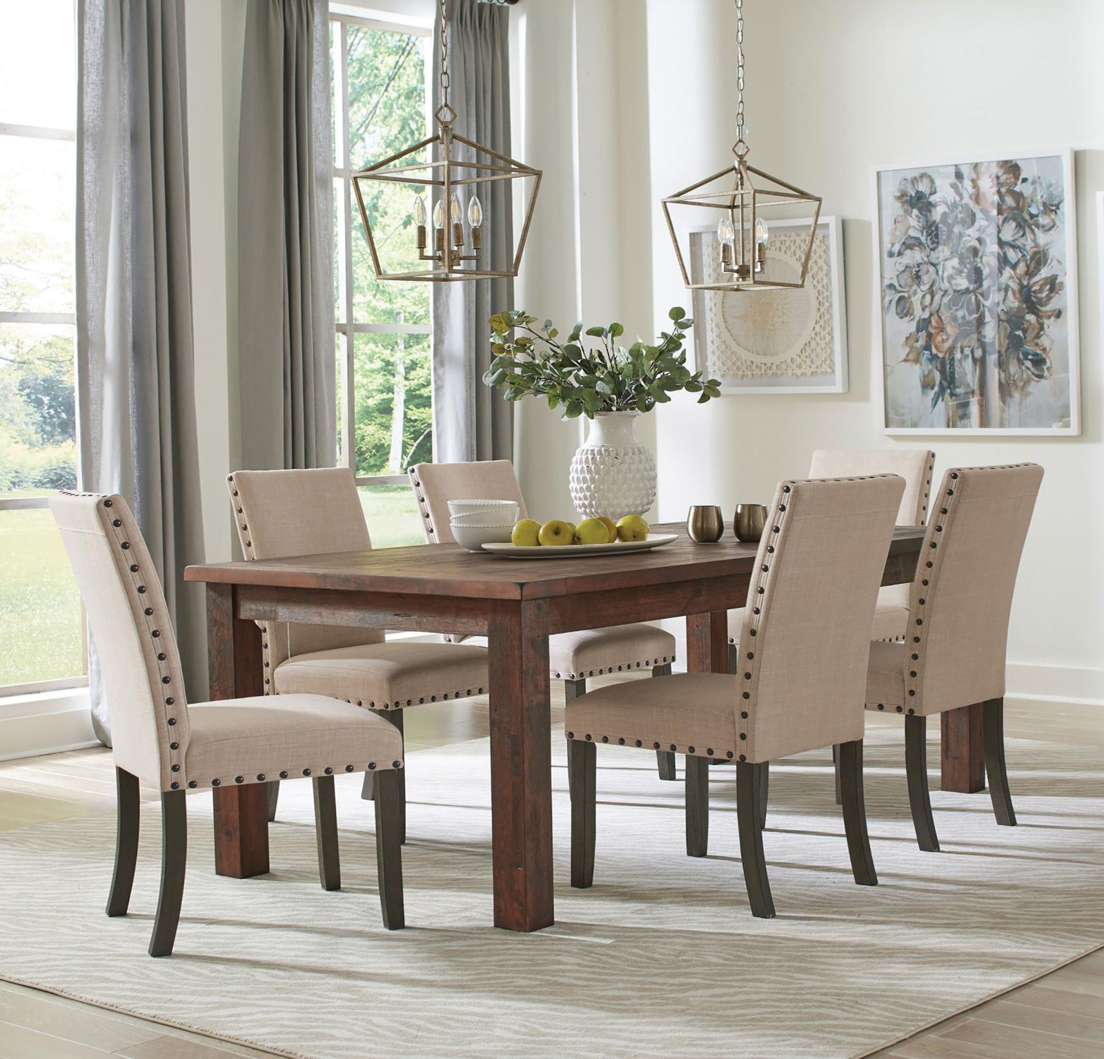 Millwood Pines 7-piece Rectangular Dining Set Rustic Golden Brown ...